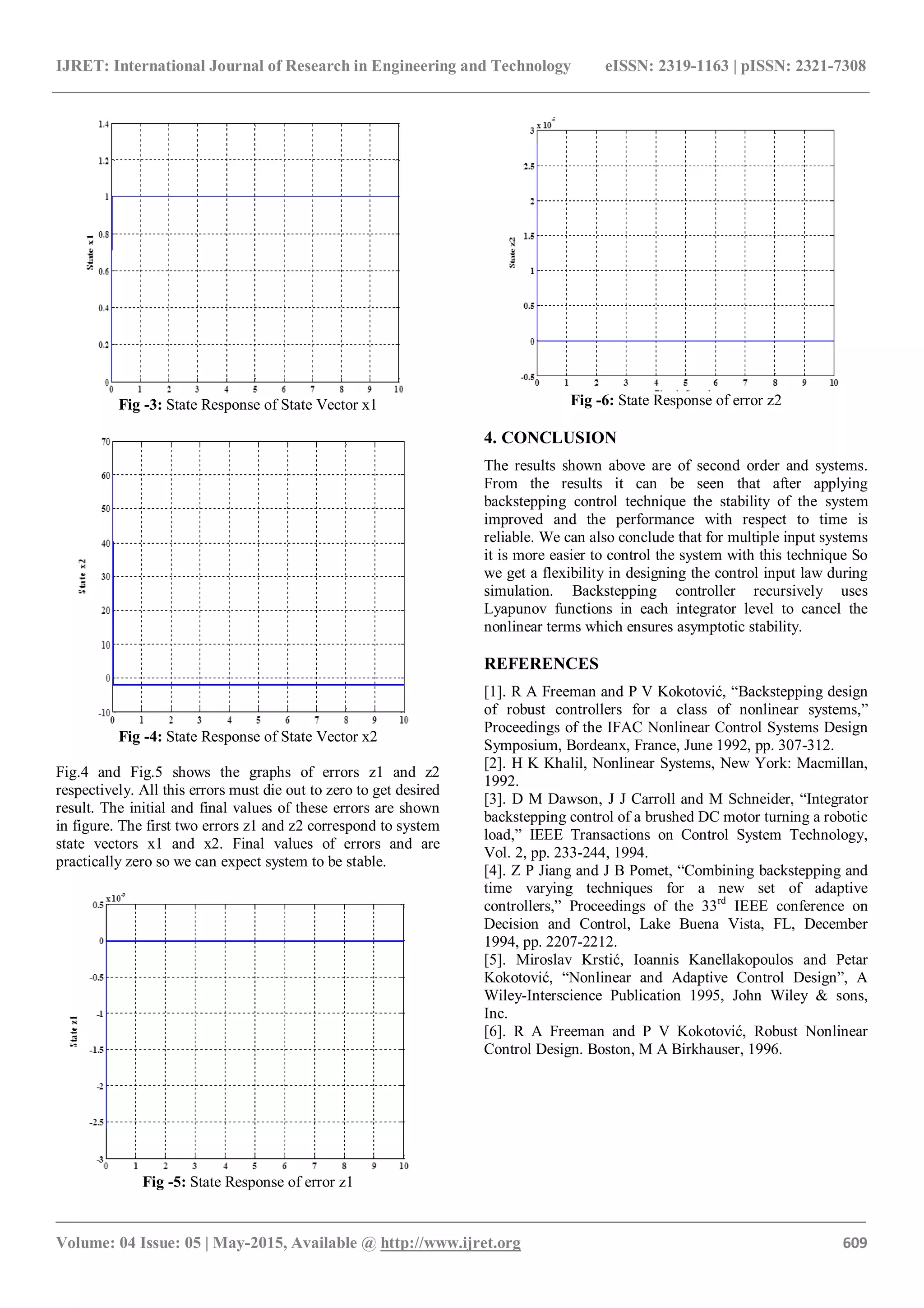 Control of non linear system using backstepping | PDF