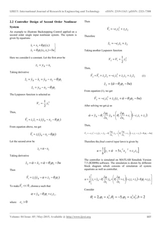 Control of non linear system using backstepping | PDF