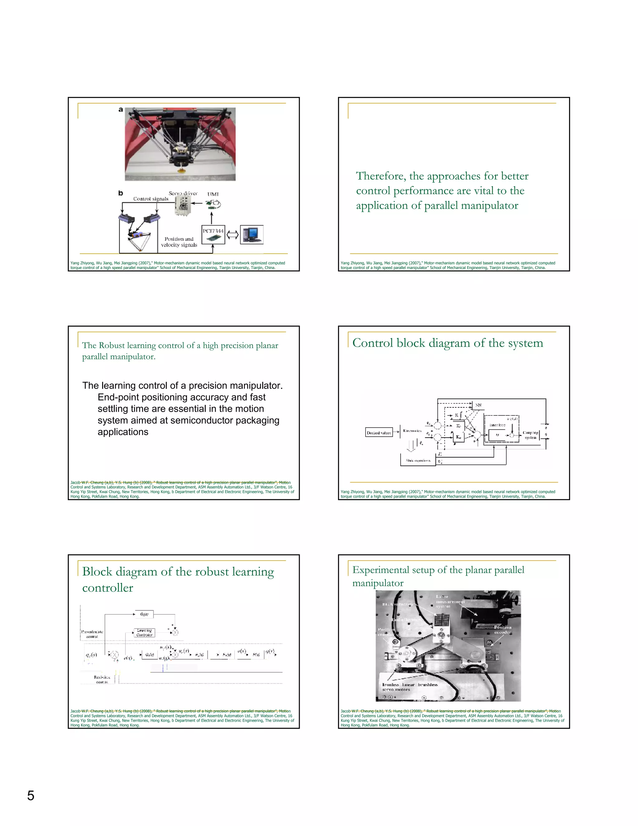 Control Of Parallel Manipulators Presentation | PDF