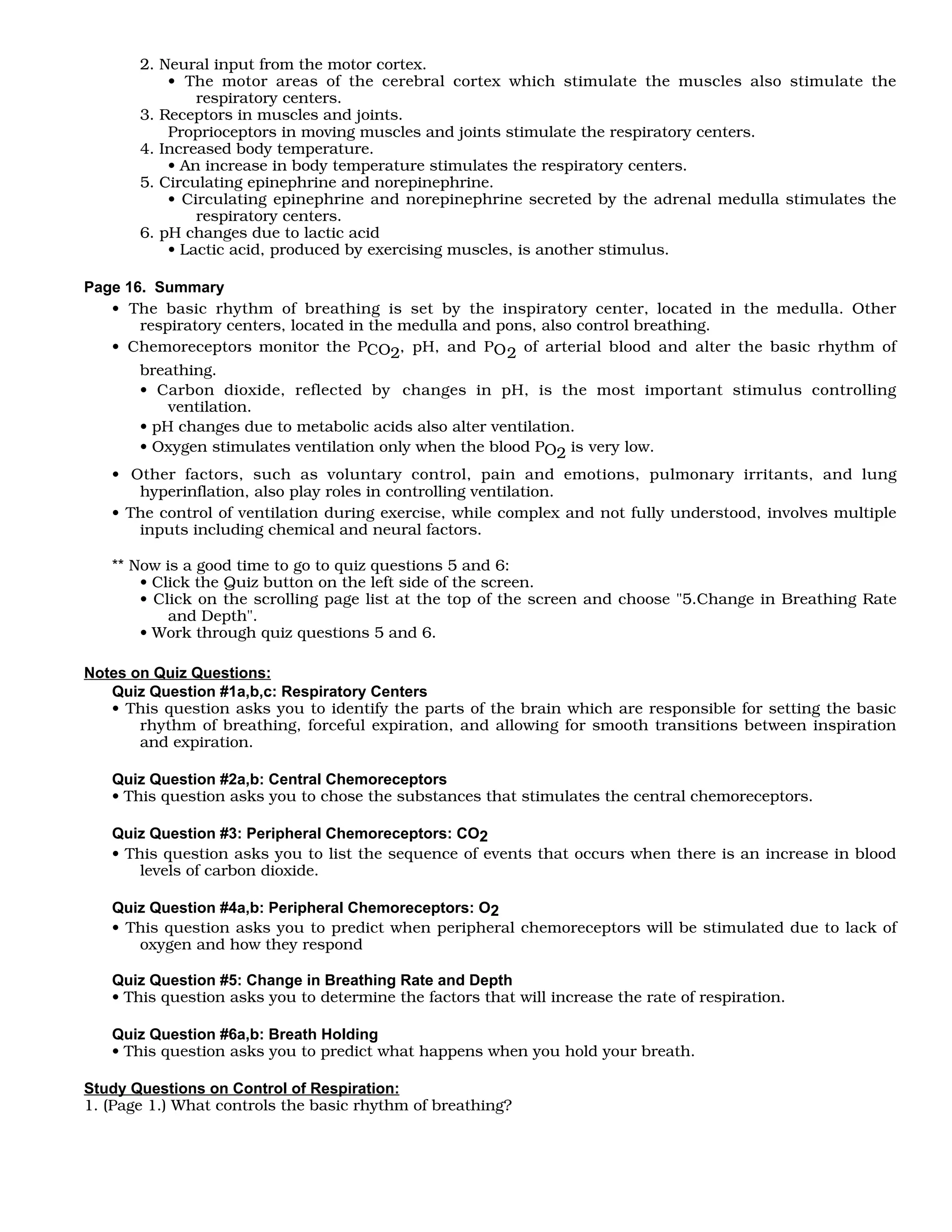 Control of respiration | PDF