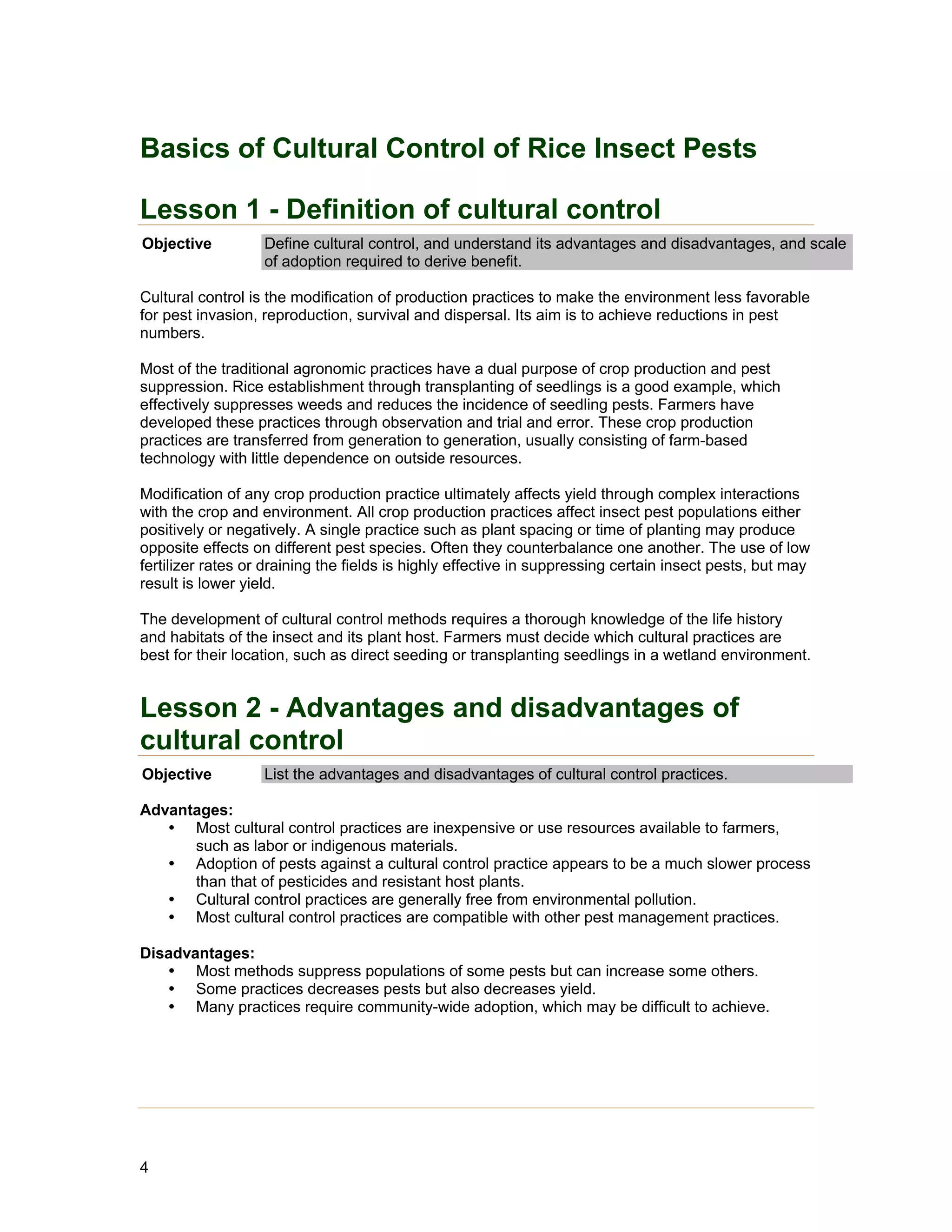 Control of rice insect pests | PDF