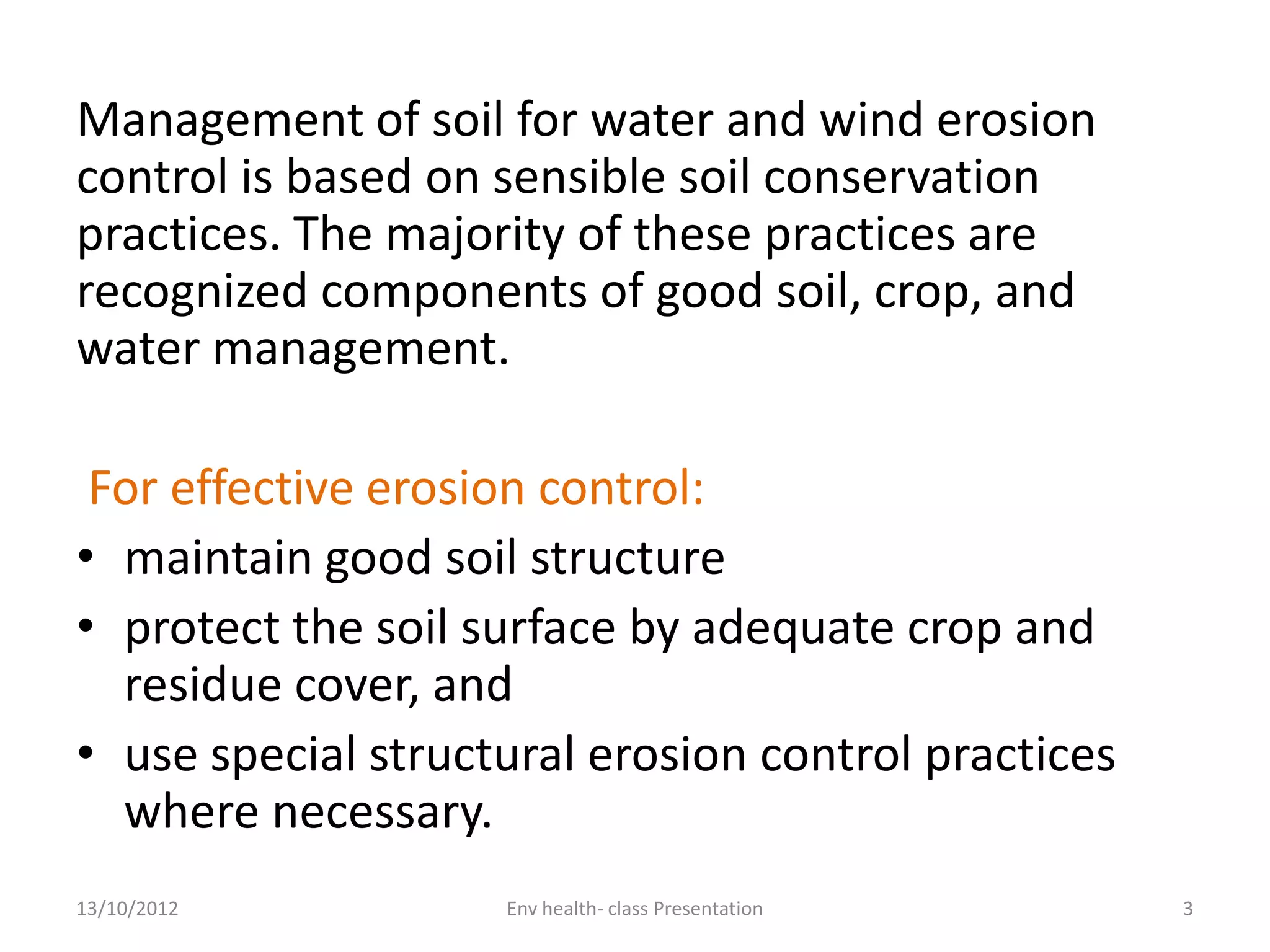 Control of soil erosion | PPTX