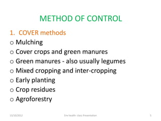 Control of soil erosion | PPTX
