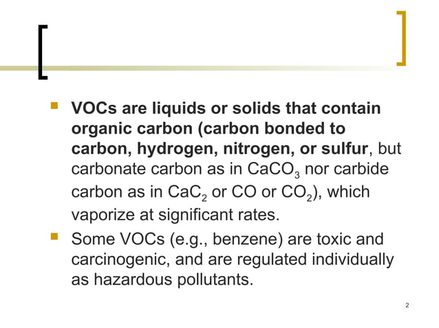 Control of Volatile Organic Compounds (VOCs) - with example ...