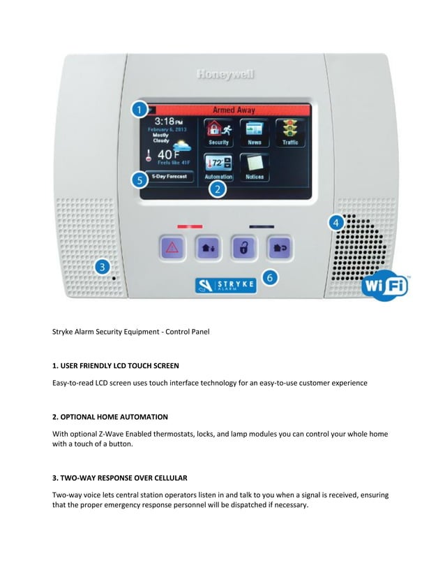 Stryke Alarm Security Equipment - Control Panel | PDF