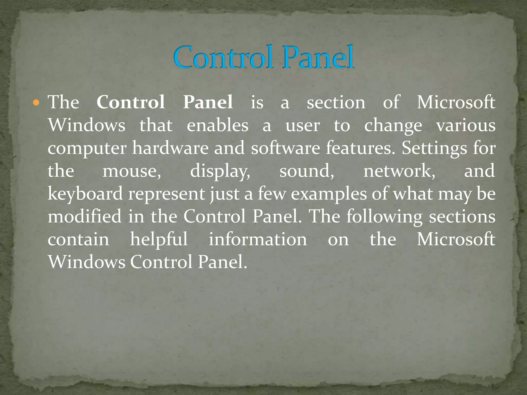 Control panel | PPT