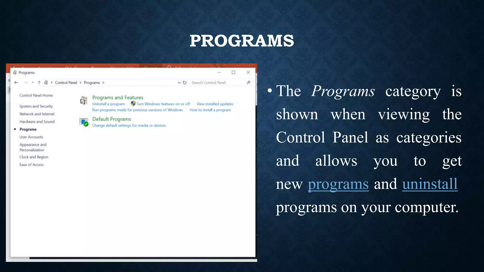 Control panel | PPTX
