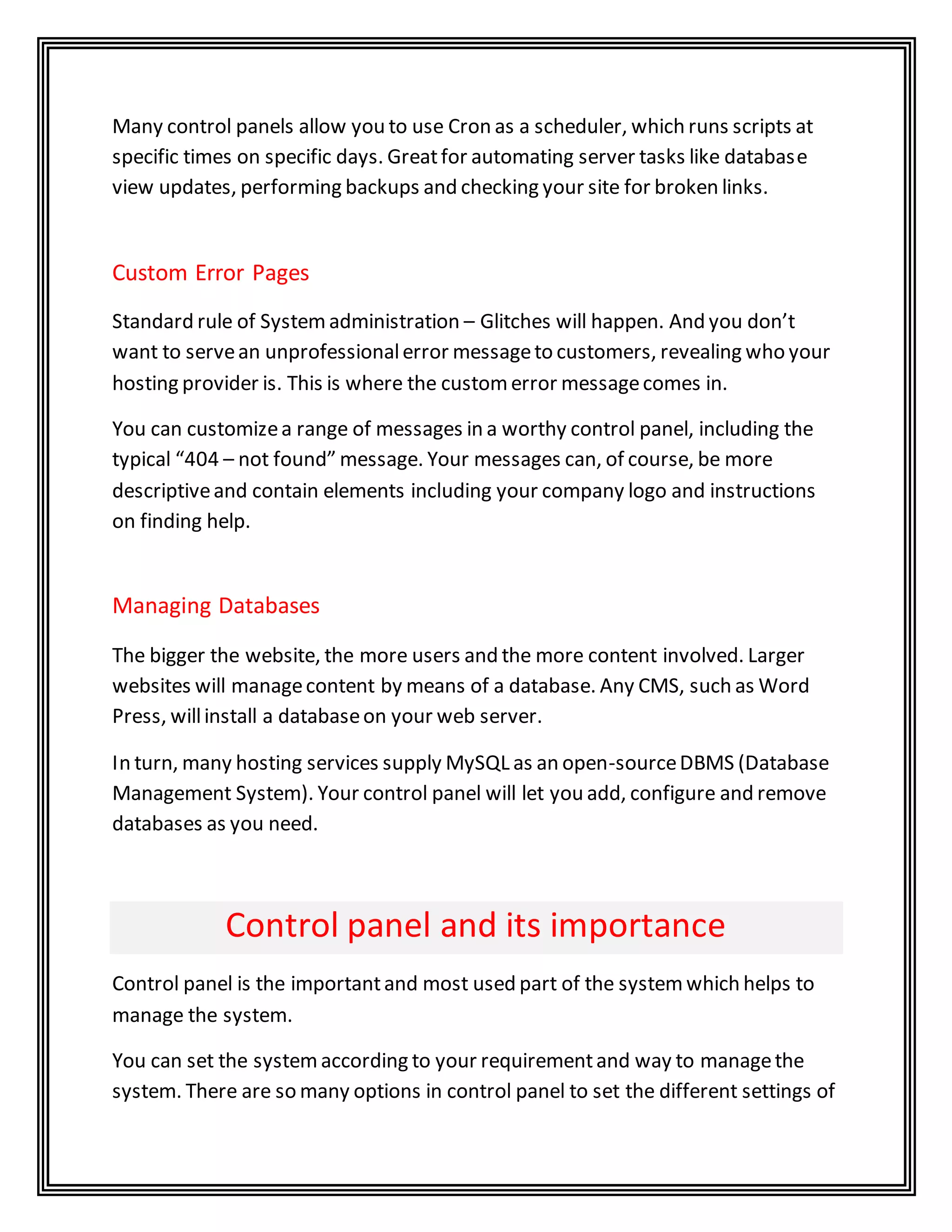 Control panel by | DOCX