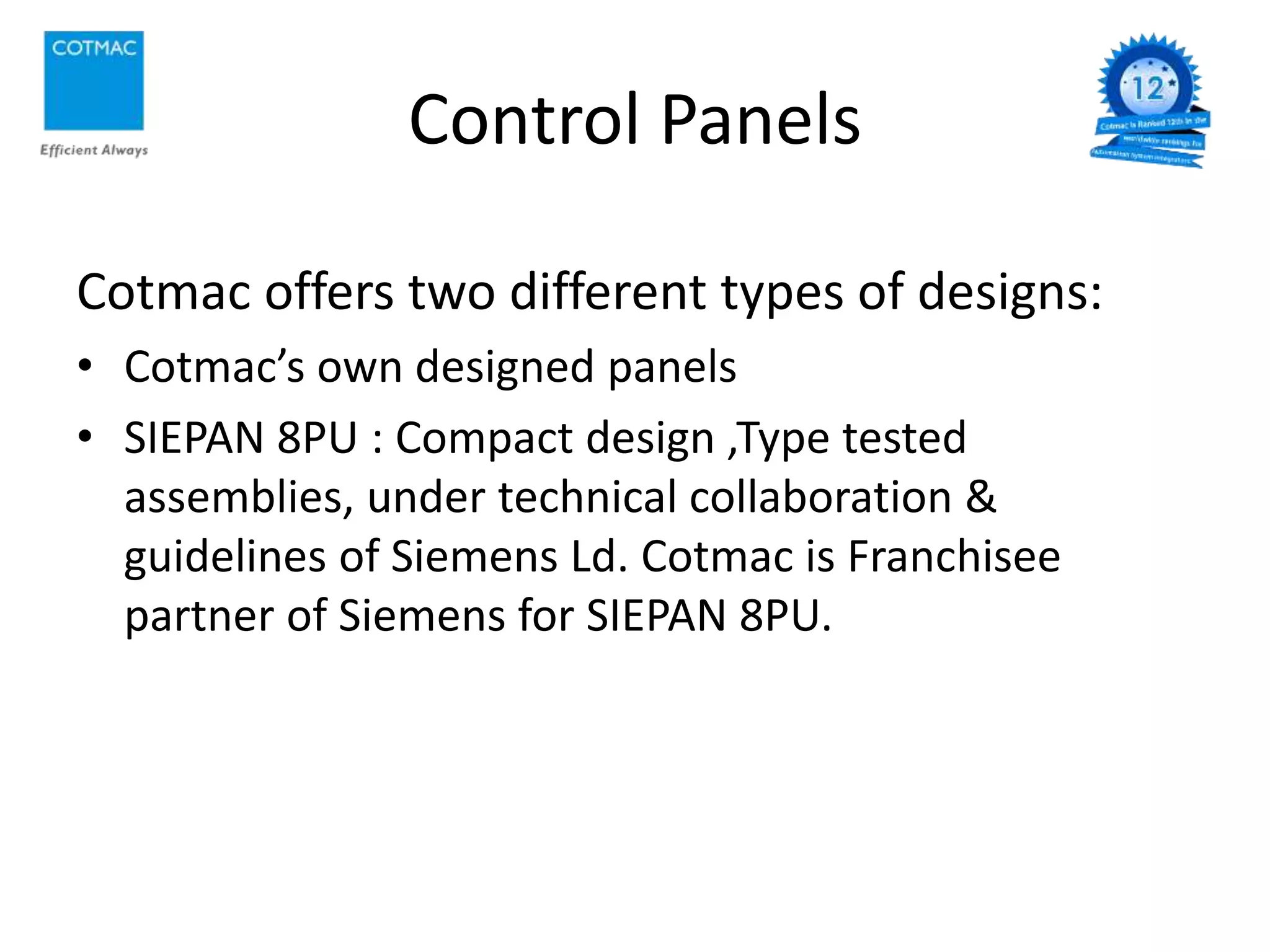 Cotmac Electronics Control panels | PPTX
