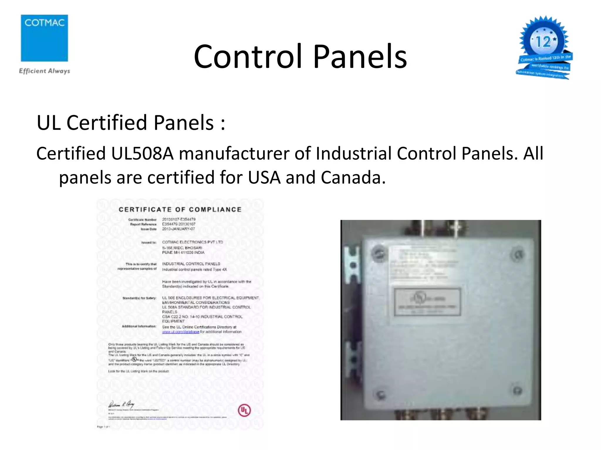 Cotmac Electronics Control panels | PPTX