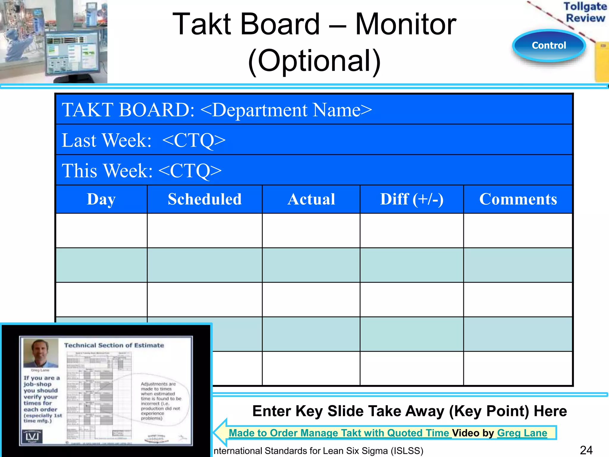Control phase lean six sigma tollgate template | PPTX