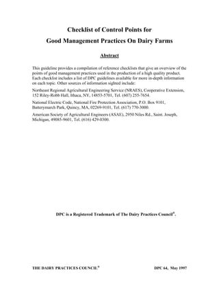 Control points for good manufacturing practices on dairy farms | PDF