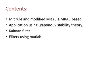 some adaptive control schemes implementations using matlab | PPTX