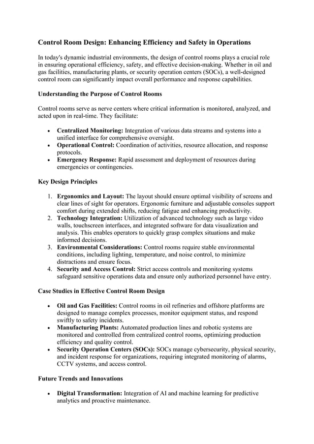 Control Room Design. pyrotechworkspacesoluction | PDF