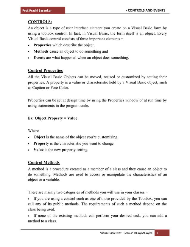 VB.Net-Controls and events | PDF