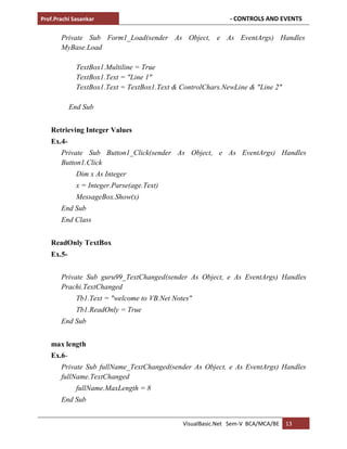 VB.Net-Controls and events | PDF