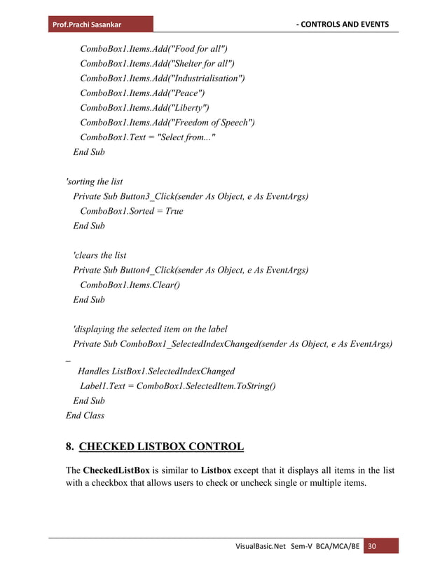 VB.Net-Controls and events | PDF