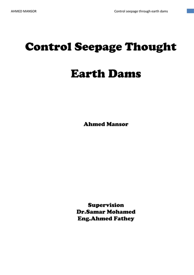 Control Seepage Thought Earth Dams | PDF