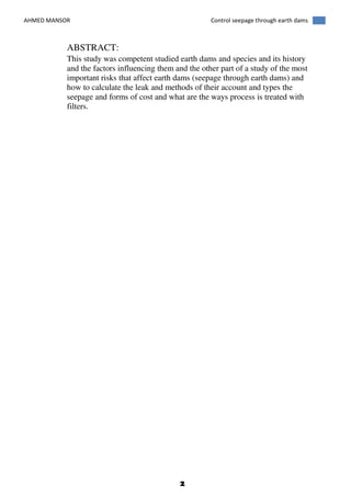 Control Seepage Thought Earth Dams | PDF