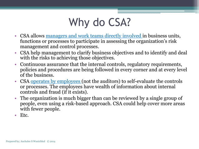 Control self assessment (csa) | PPTX