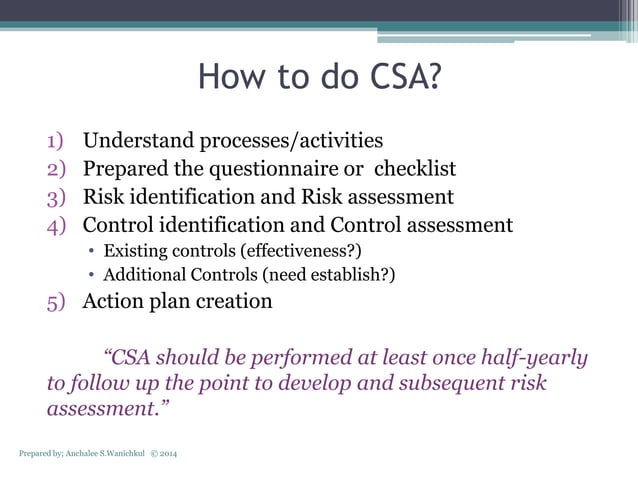 Control self assessment (csa) | PPTX