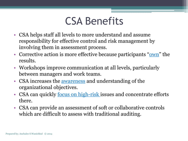 Control self assessment (csa) | PPTX