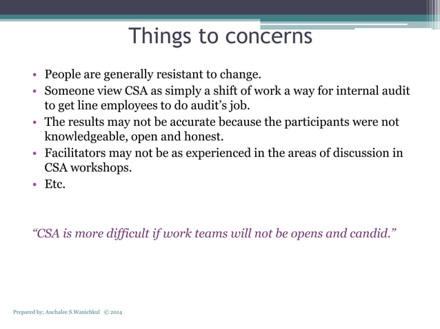 Control self assessment (csa) | PPTX