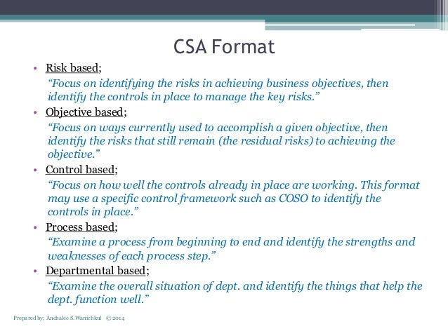 Control self assessment (csa)