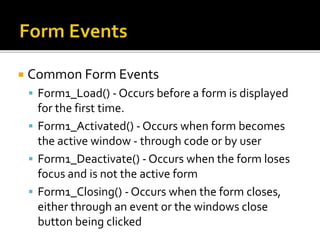 Controls events | PPTX
