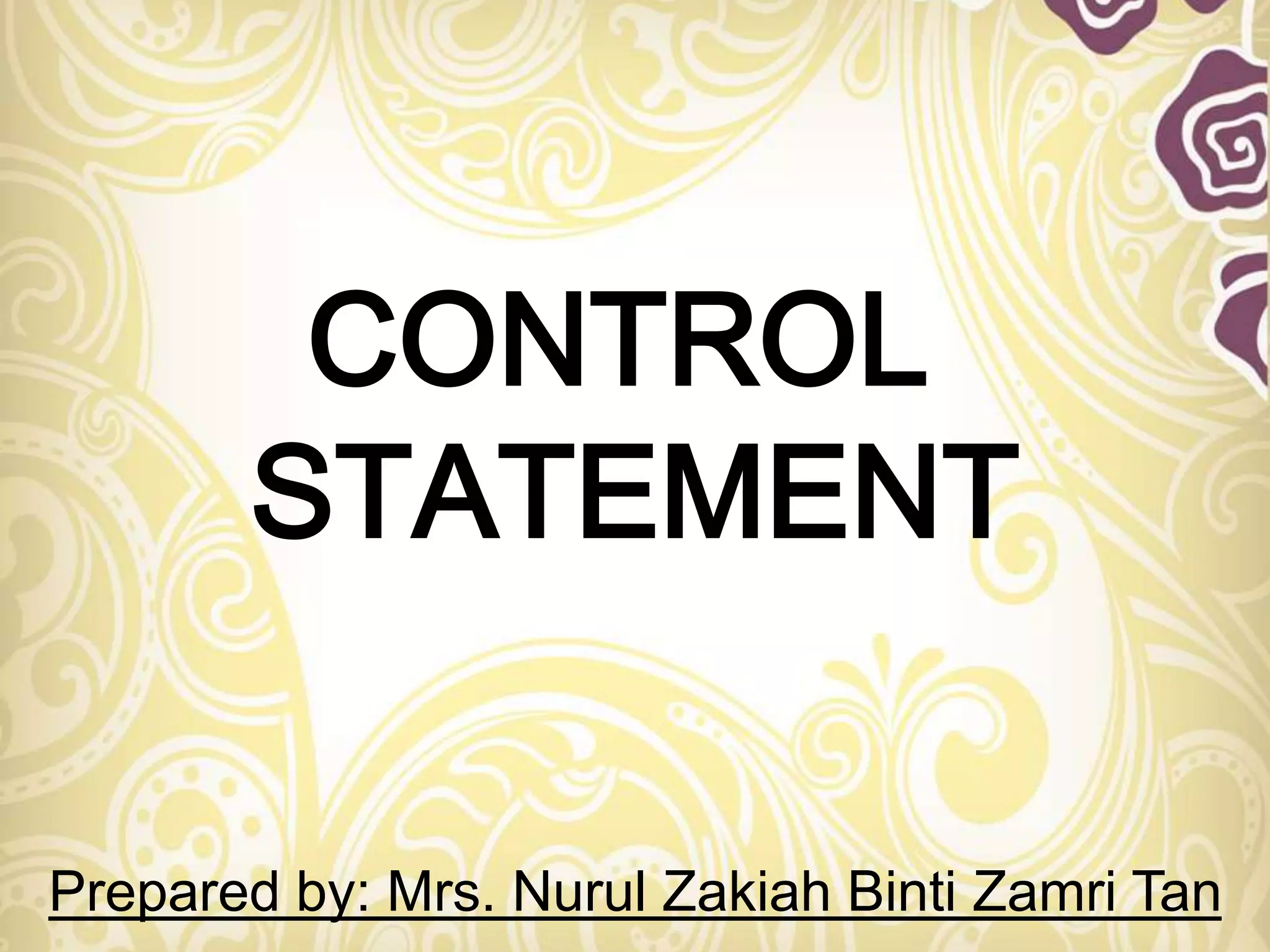 Control statement-Selective | PPT