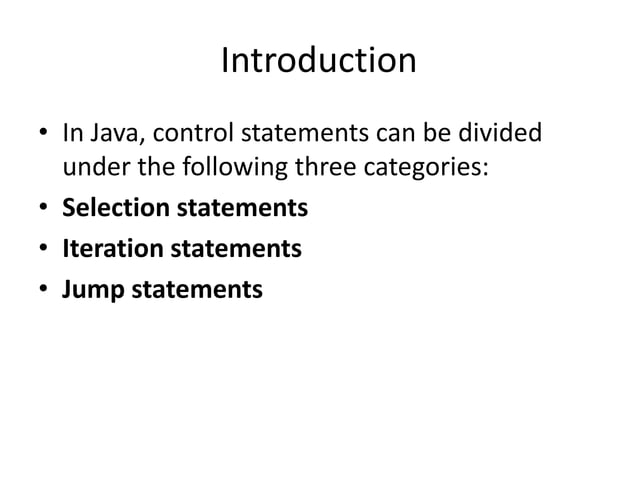 Control statements in Java | PPTX | Programming Languages | Computing
