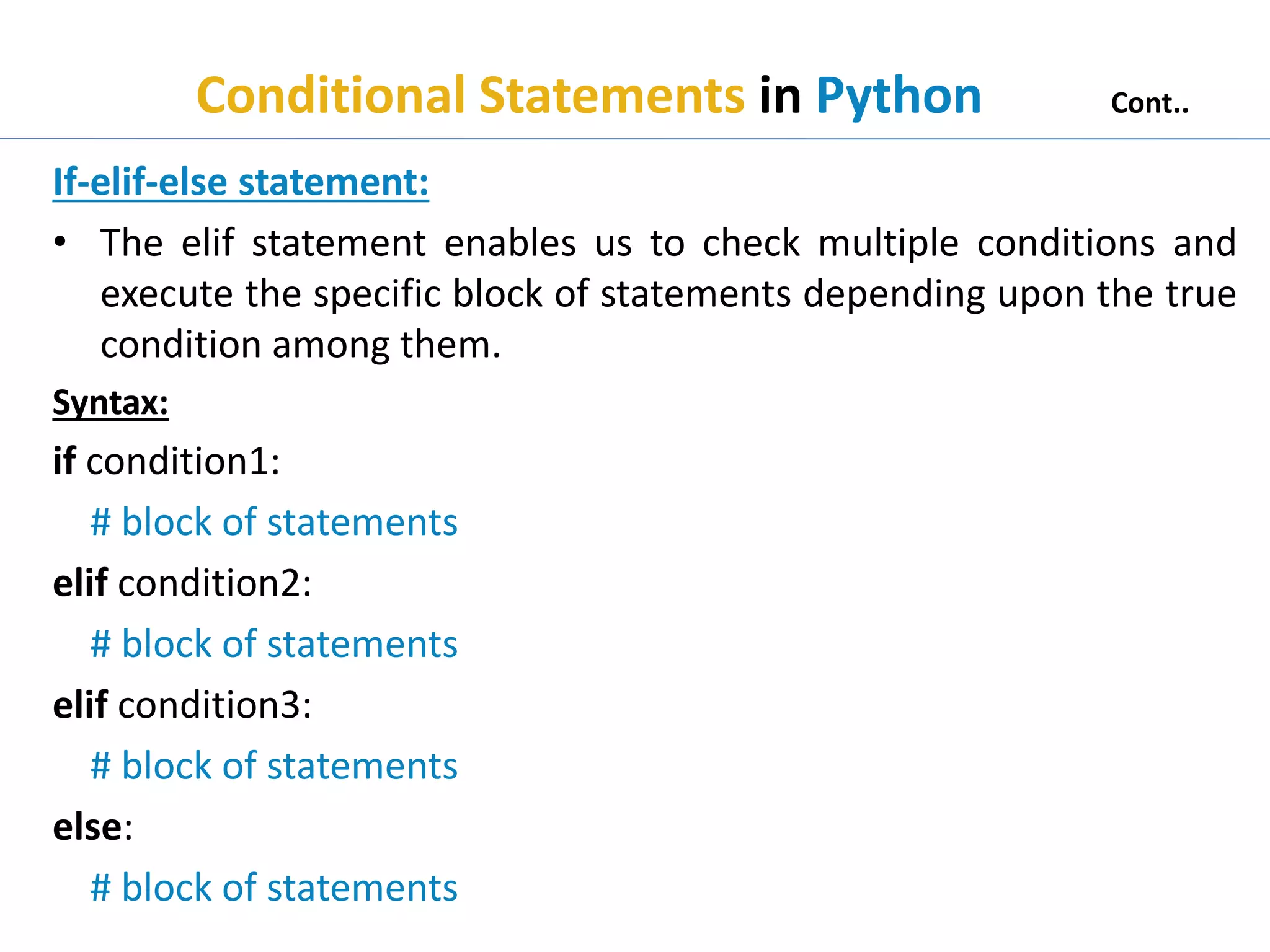 Controlstatementsinpythonpptx Programming Languages Computing