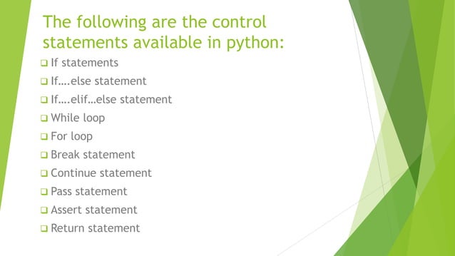control statements in python.pptx | Programming Languages | Computing