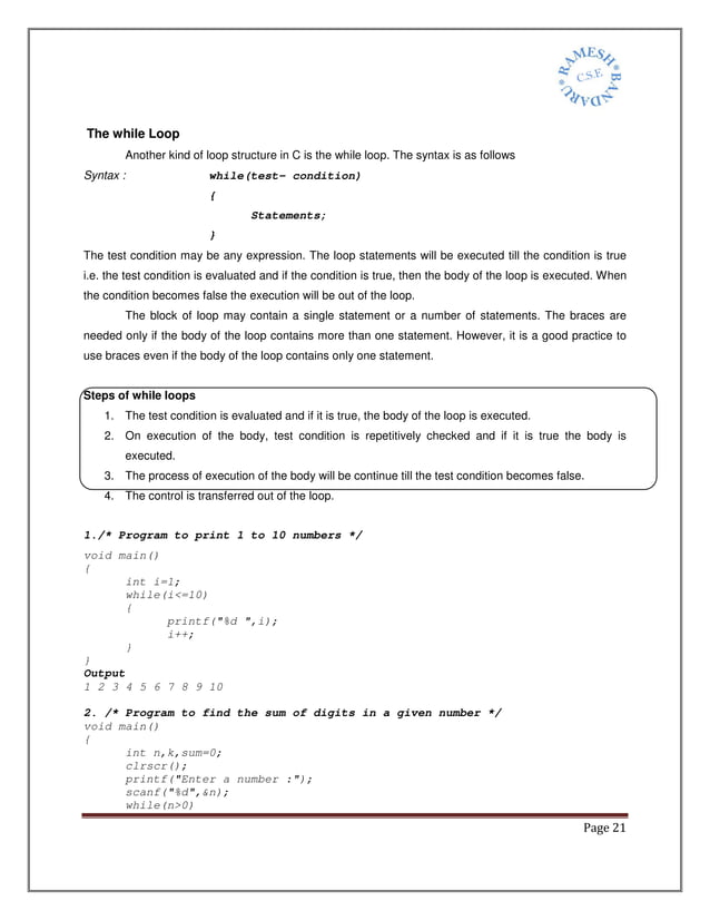 Control statements-Computer programming | PDF