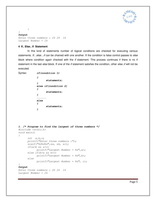 Control statements-Computer programming | PDF