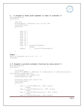 Control statements-Computer programming | PDF