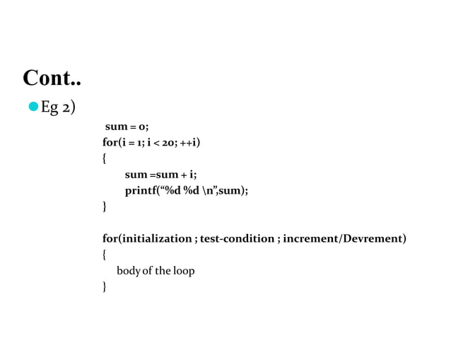 Basics of Control Statement in C Languages | PPT