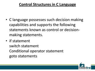 Control structure in c | PPTX