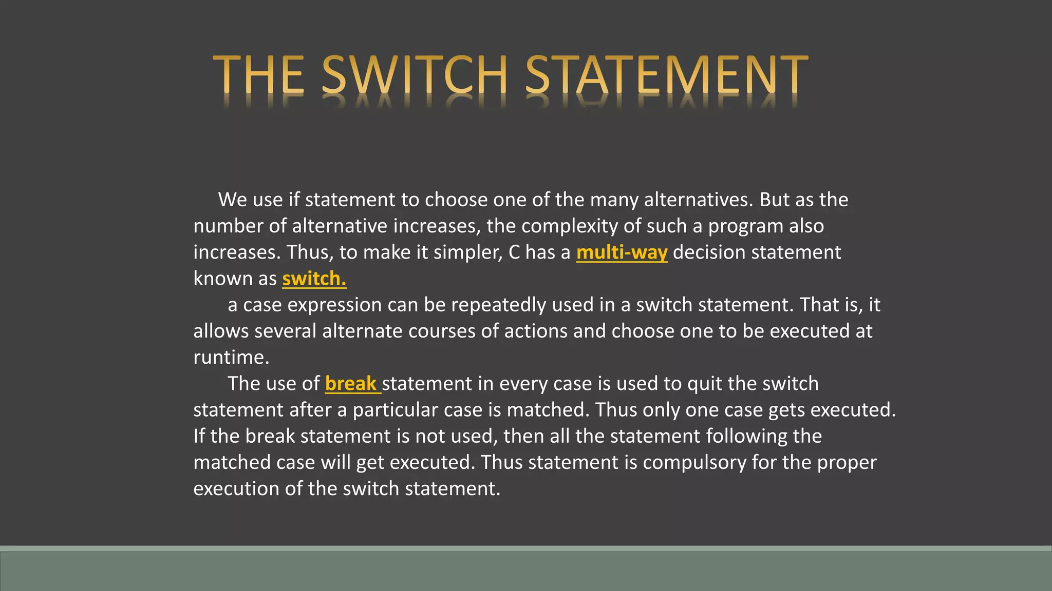 Control structure of c language | PPTX | Programming Languages | Computing