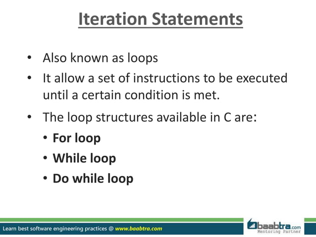 Control structures in C | PPTX | Programming Languages | Computing
