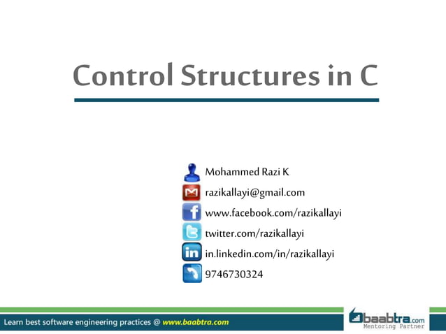 Control structures in C | PPTX | Programming Languages | Computing