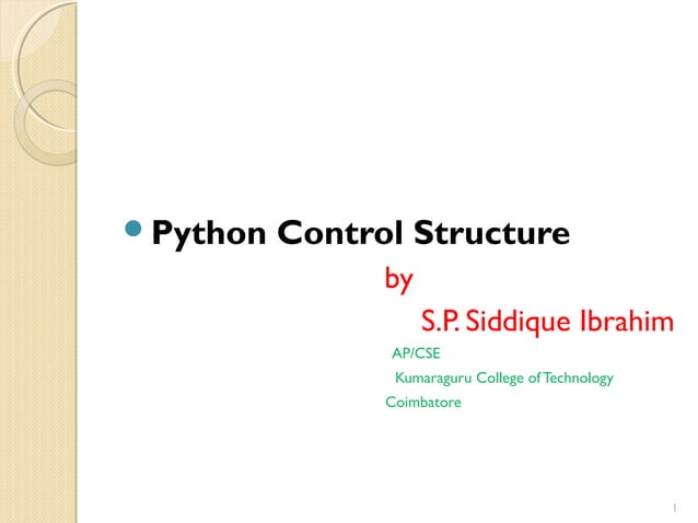 Python Control Structures Ppt Programming Languages Computing 7044