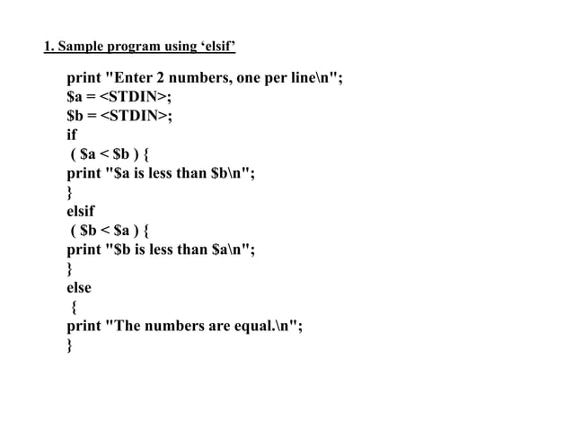 TYPES OF CONTROL STRUCTURES SEEN IN PERL.ppt | Programming Languages | Computing