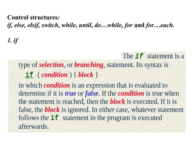 TYPES OF CONTROL STRUCTURES SEEN IN PERL.ppt | Programming Languages ...