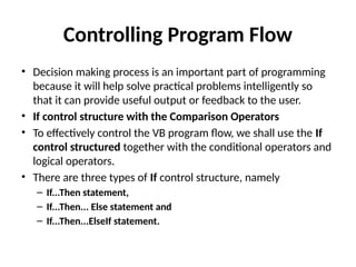 Control Structures of Visual Studio 2010 | PPTX