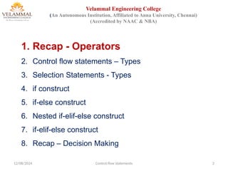 Control structures-Control flow statements | PPT