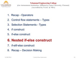 Control structures-Control flow statements | PPT