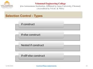 Control structures-Control flow statements | PPTX