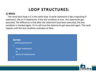 Control structures in c | PPTX