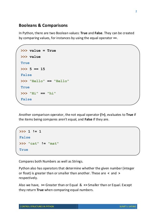 Control Structures in Python Control Structures in Python